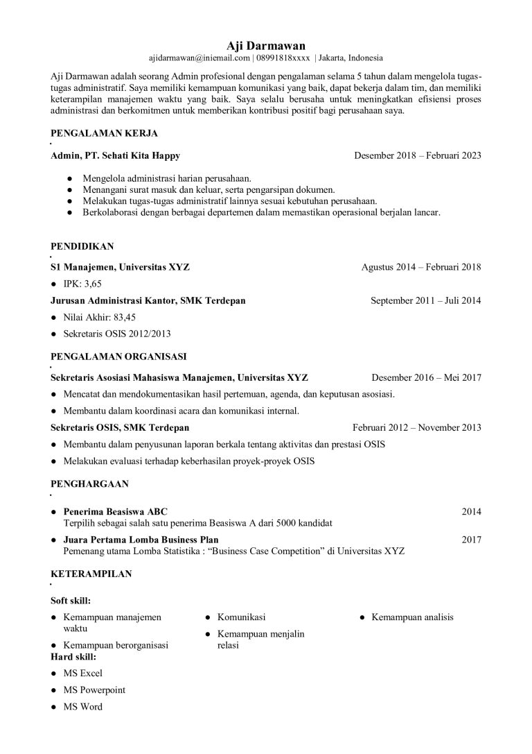 Download Template CV ATS Dengan Mudah Disini!