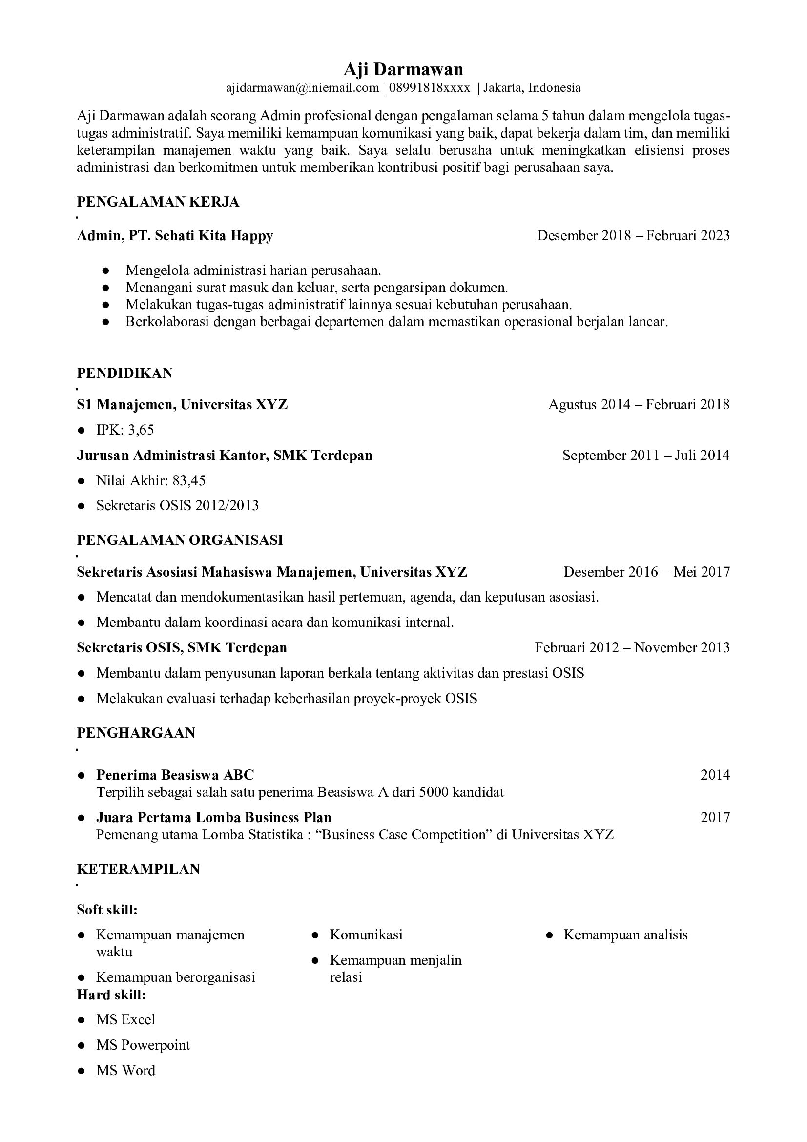 Download Template CV ATS Dengan Mudah Disini!