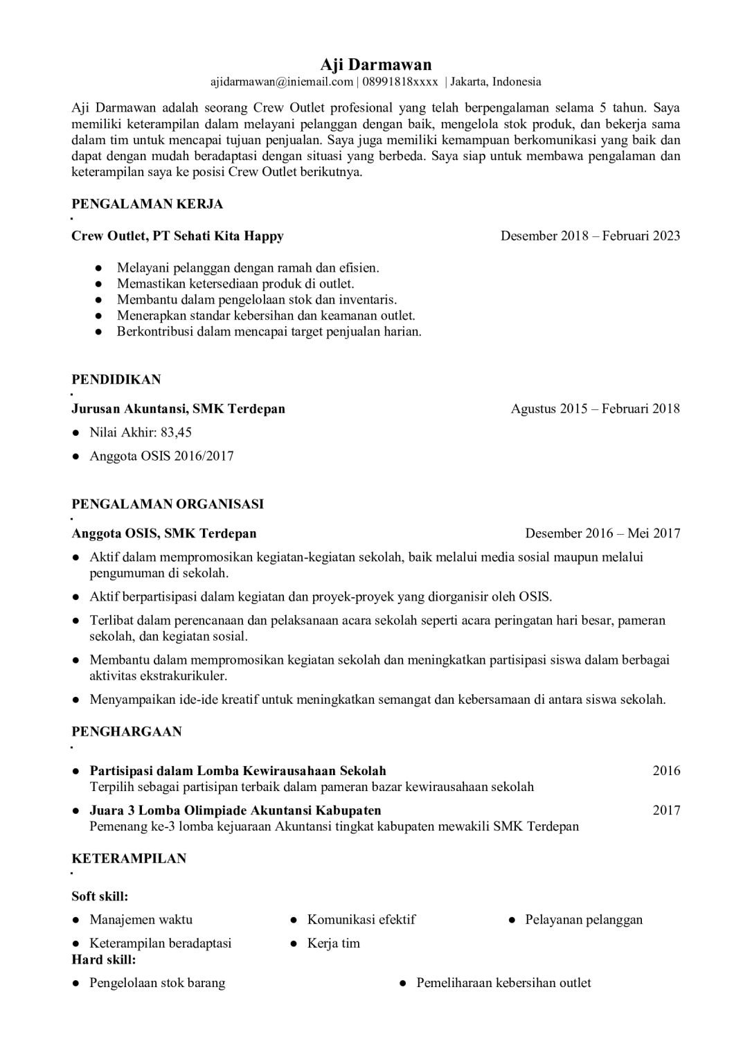 Download Template Cv Ats Dengan Mudah Disini