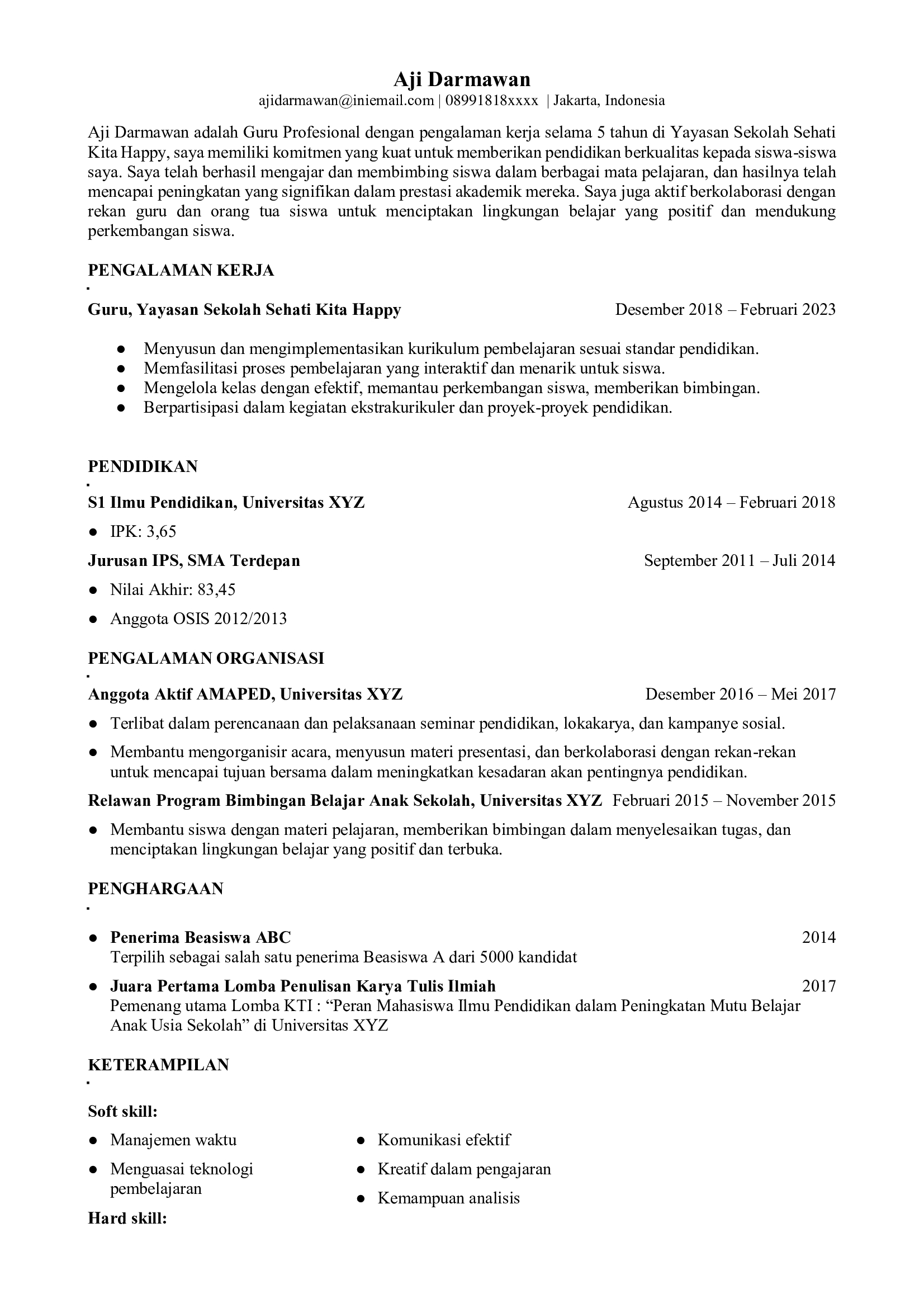 Download Template CV ATS Dengan Mudah Disini!