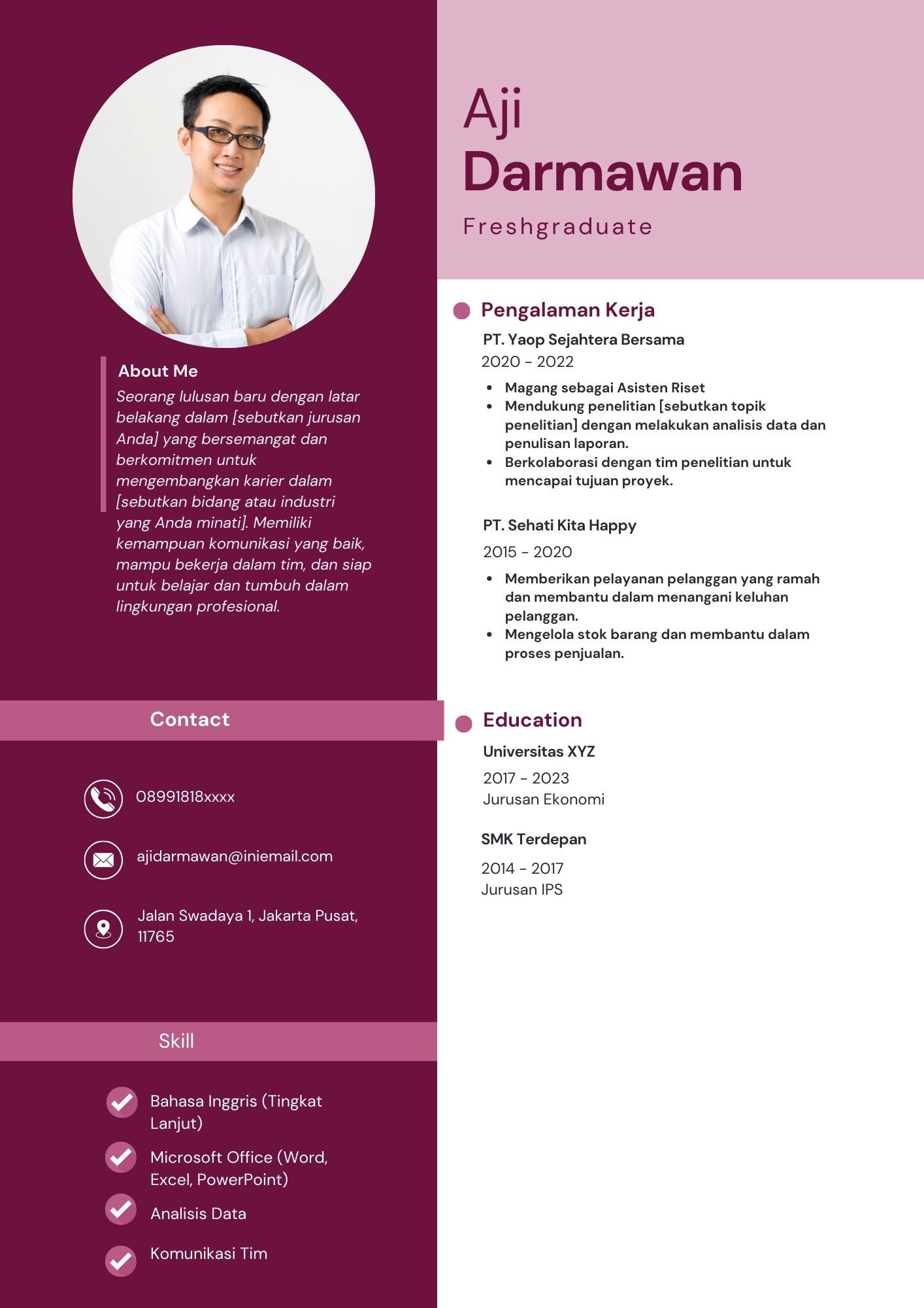 10 Contoh CV Lamaran Kerja Berbagai Profesi Design Menarik